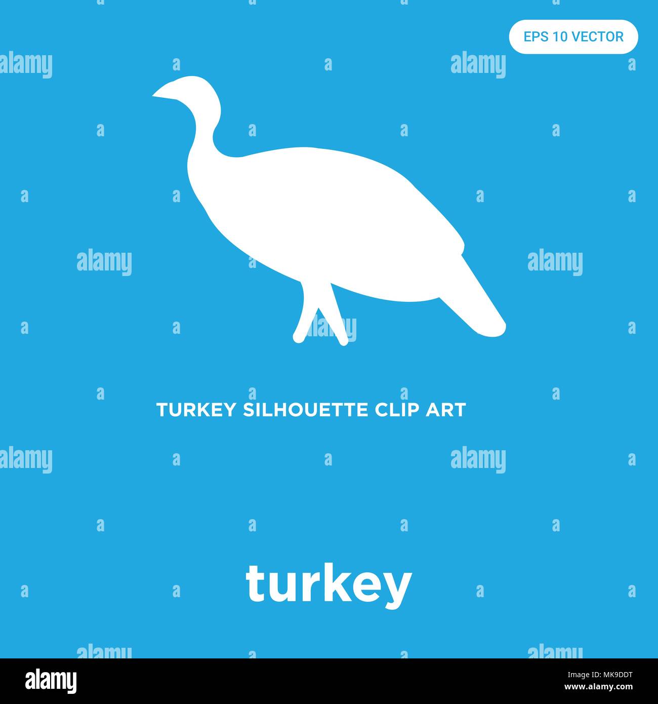 turkey vector icon isolated on blue background, sign and symbol Stock ...