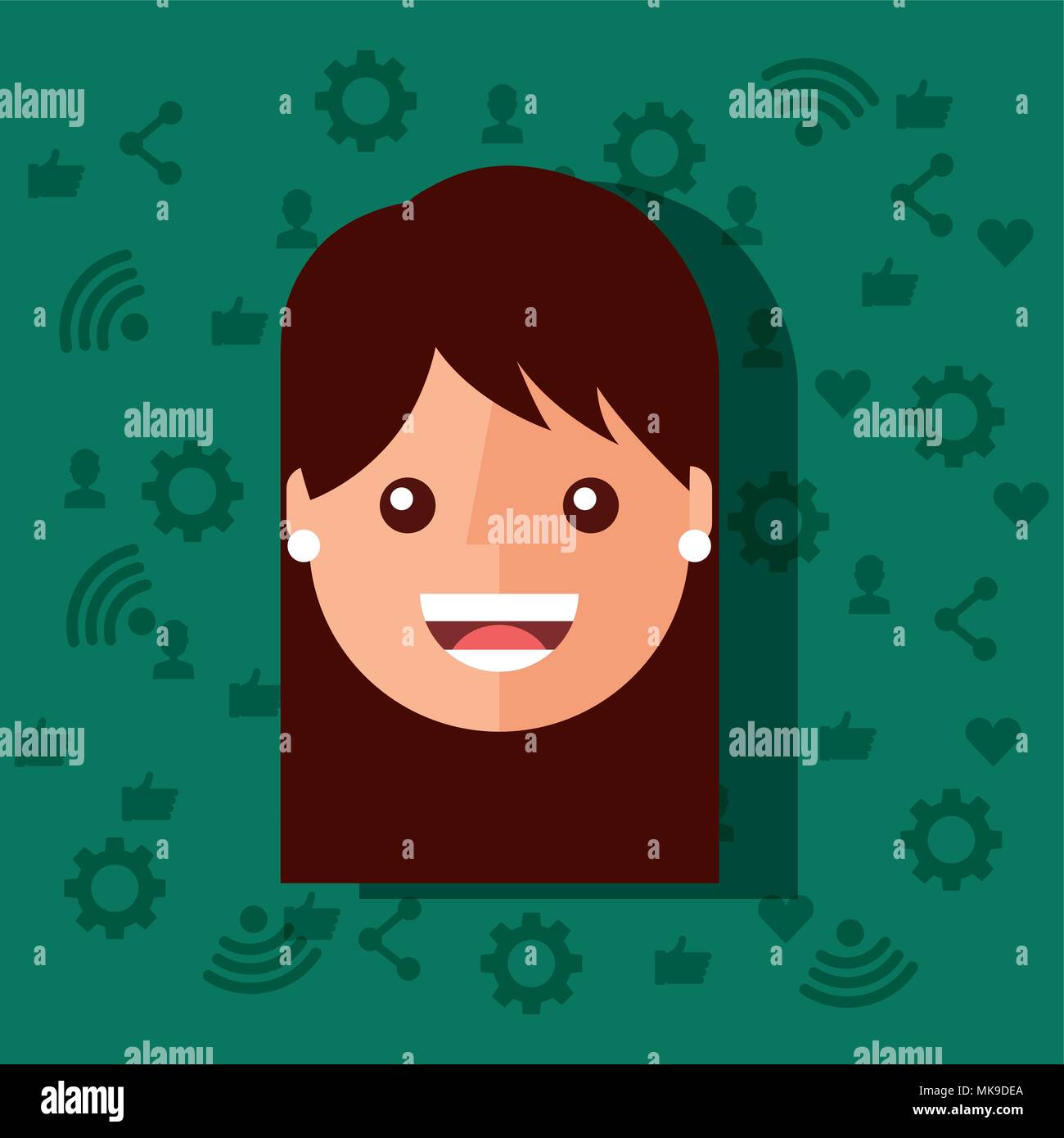 woman face with social media networks icons background Stock Vector ...