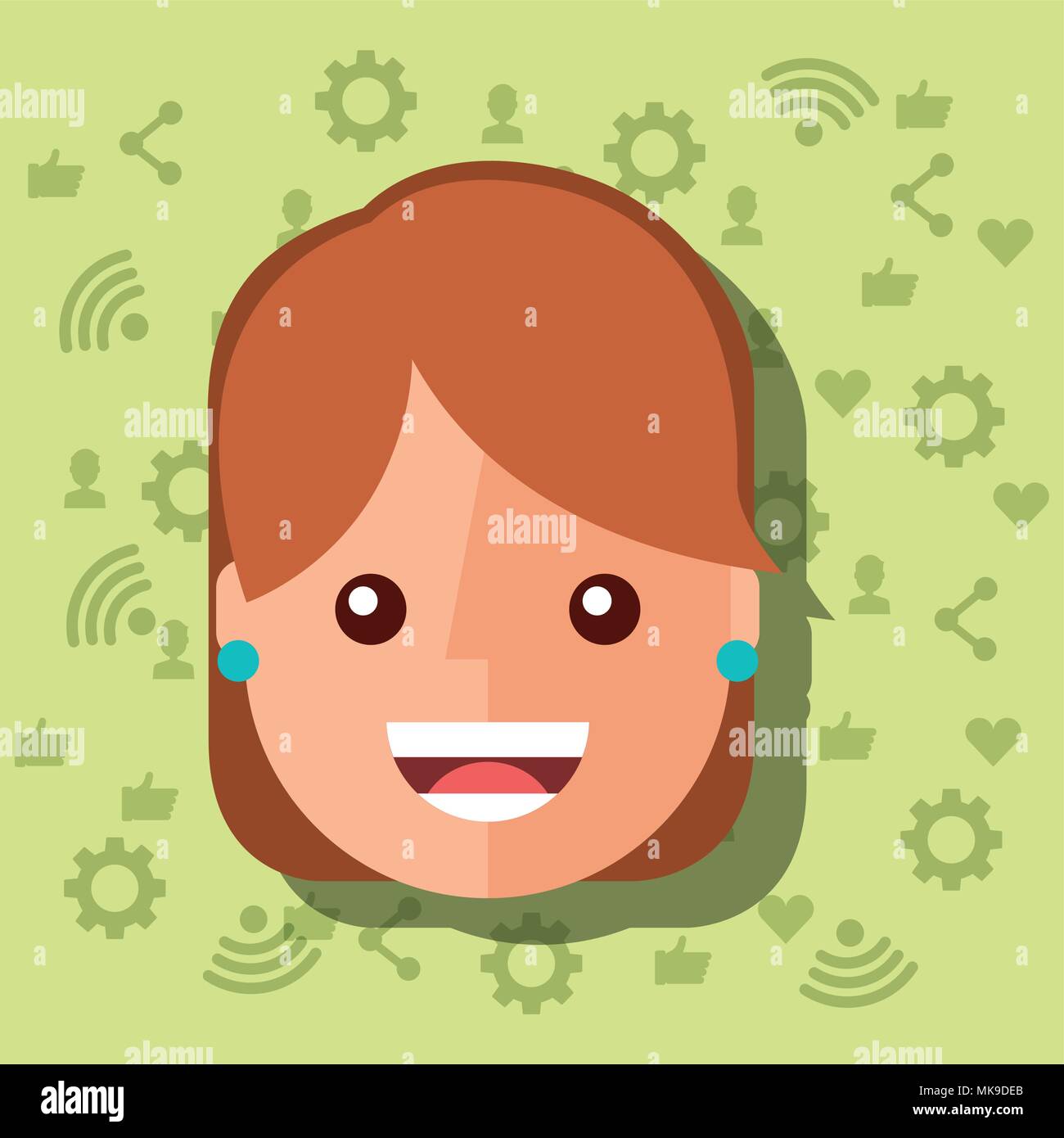 woman face with social media networks icons background Stock Vector ...