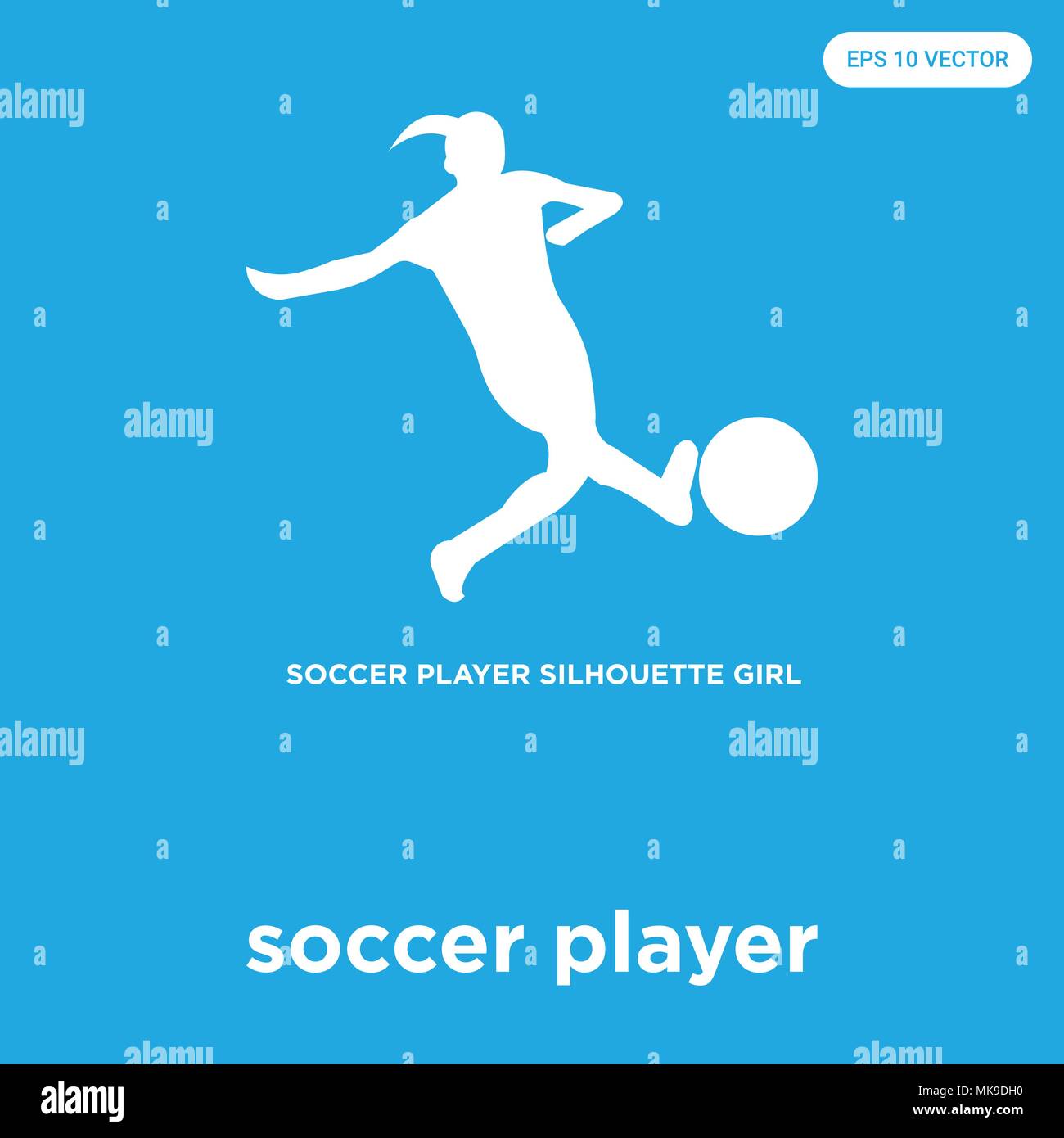 soccer player vector icon isolated on blue background, sign and symbol ...
