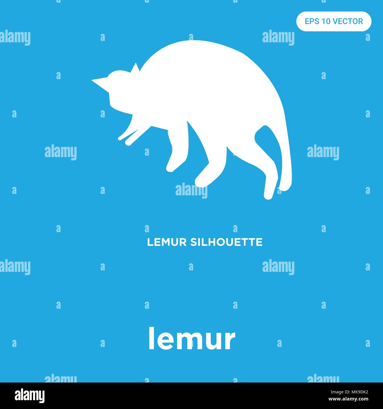lemur vector icon isolated on blue background, sign and symbol Stock ...