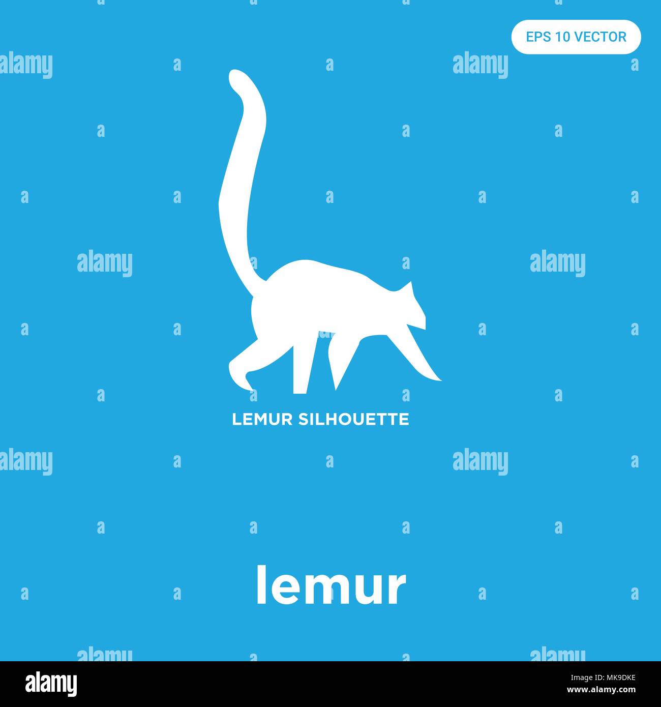 lemur vector icon isolated on blue background, sign and symbol Stock ...