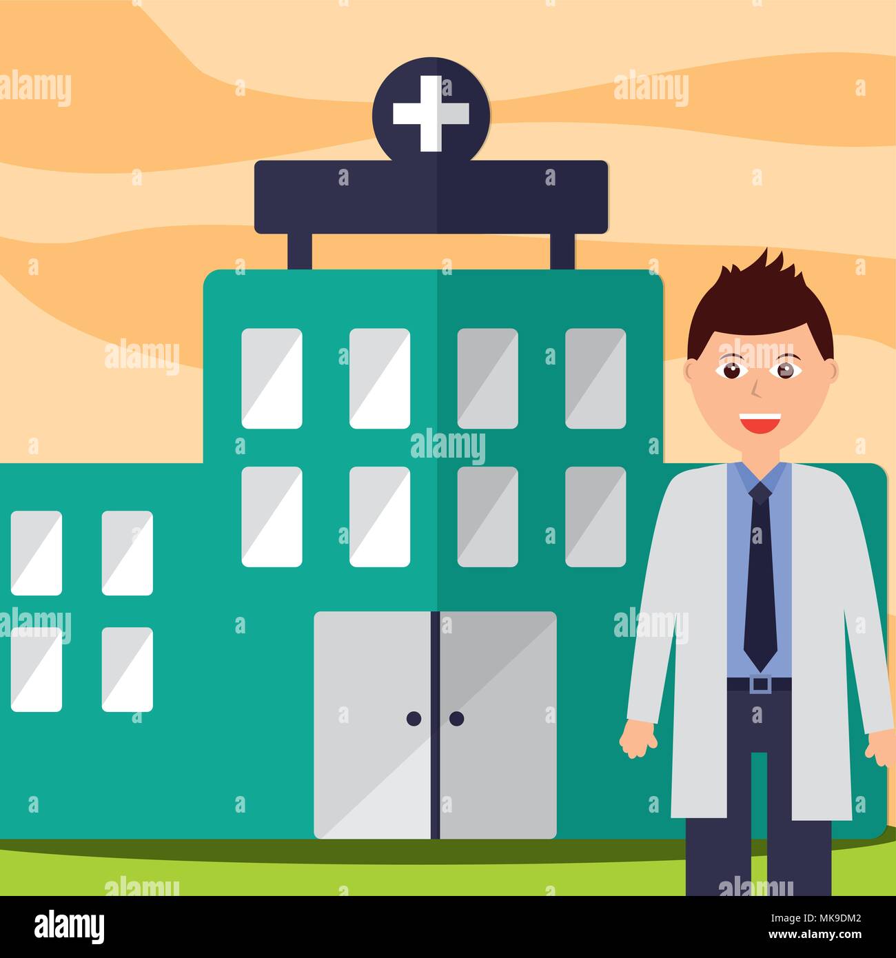 doctor physician staff professional hospital building vector ...