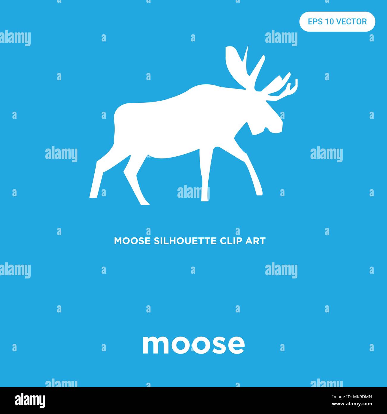 moose vector icon isolated on blue background, sign and symbol Stock ...