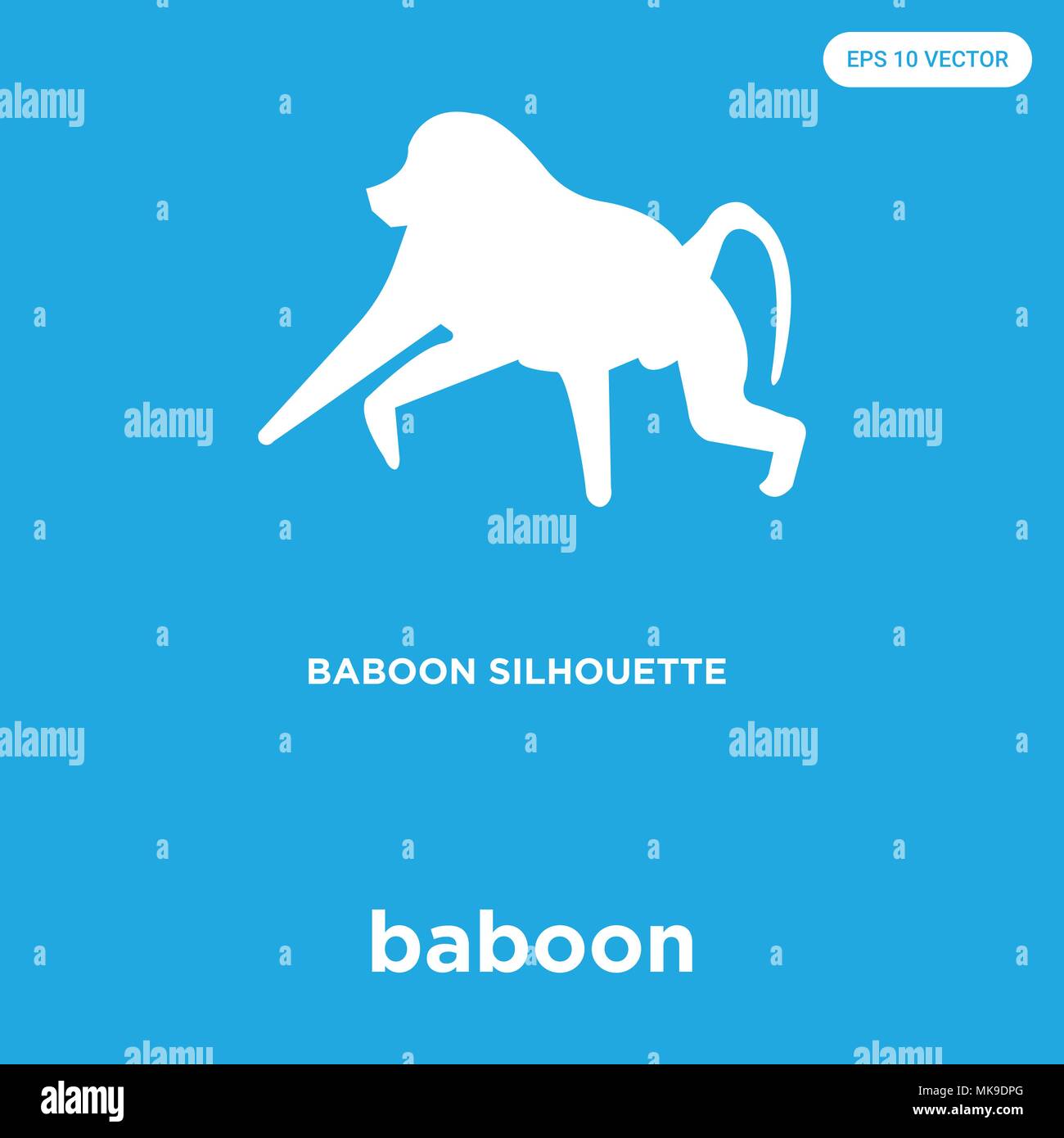 baboon vector icon isolated on blue background, sign and symbol Stock ...