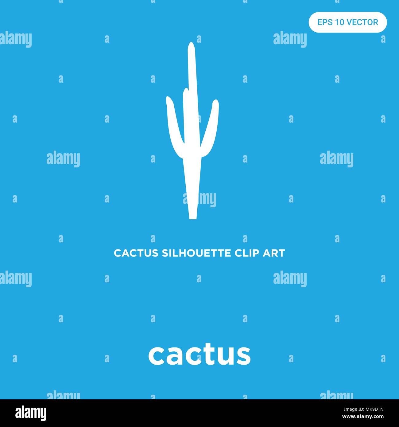 cactus vector icon isolated on blue background, sign and symbol Stock ...