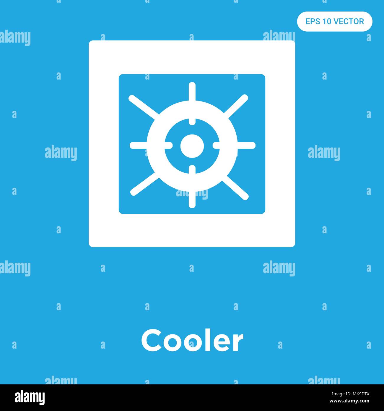 Cooler vector icon isolated on blue background, sign and symbol Stock ...