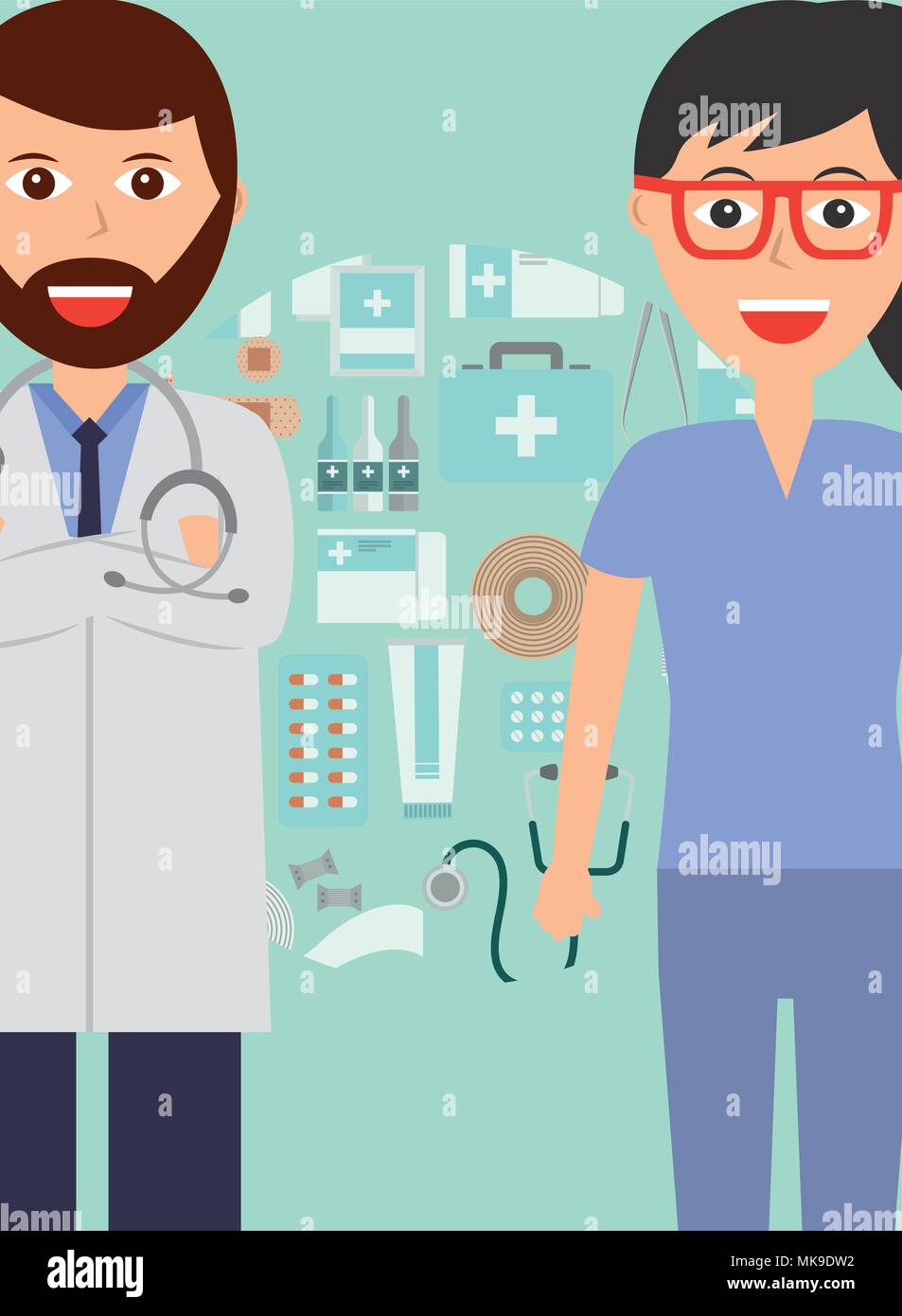 doctor and nurse profession medical healthcare Stock Vector Image & Art ...