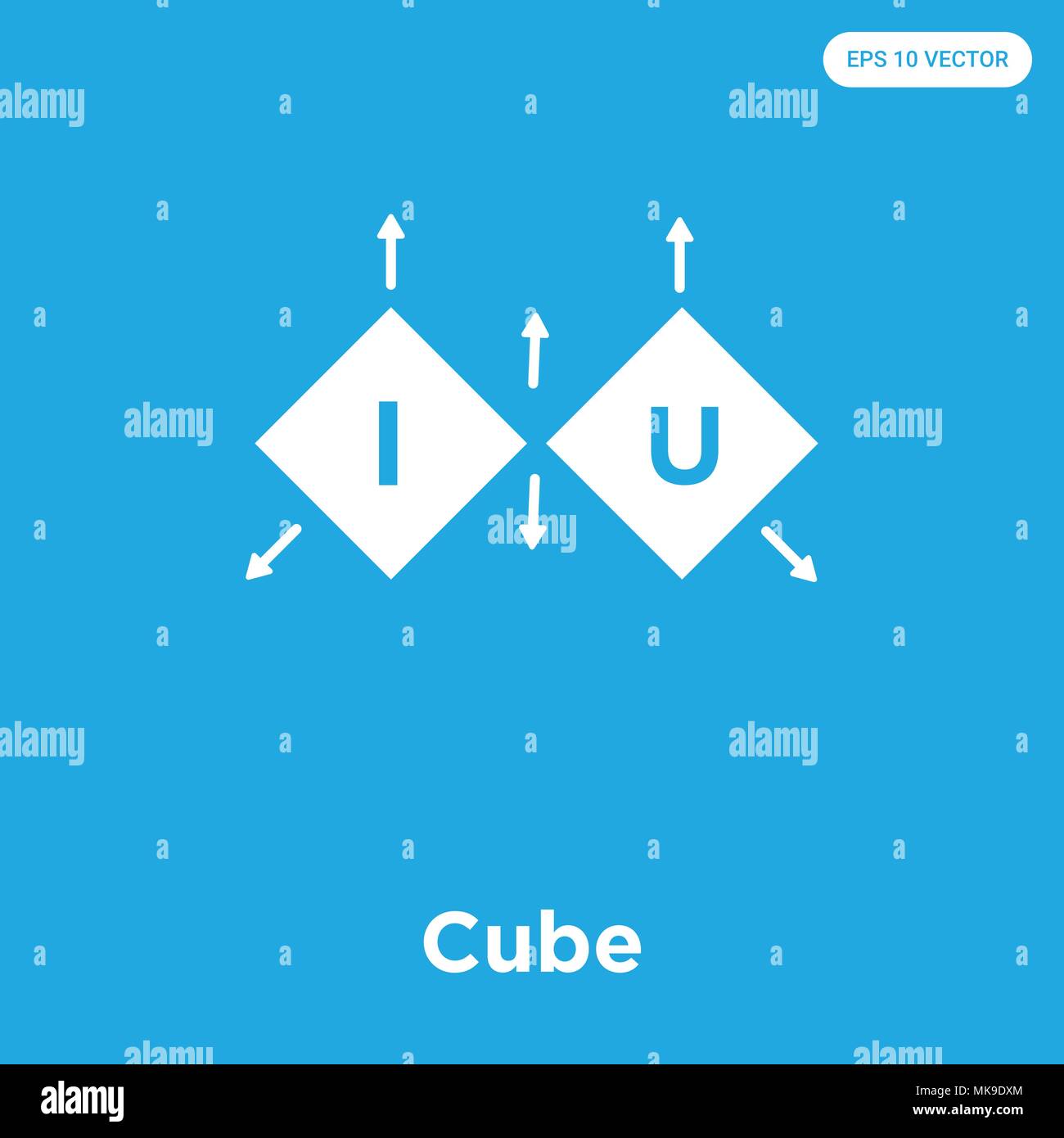 Cube vector icon isolated on blue background, sign and symbol Stock ...