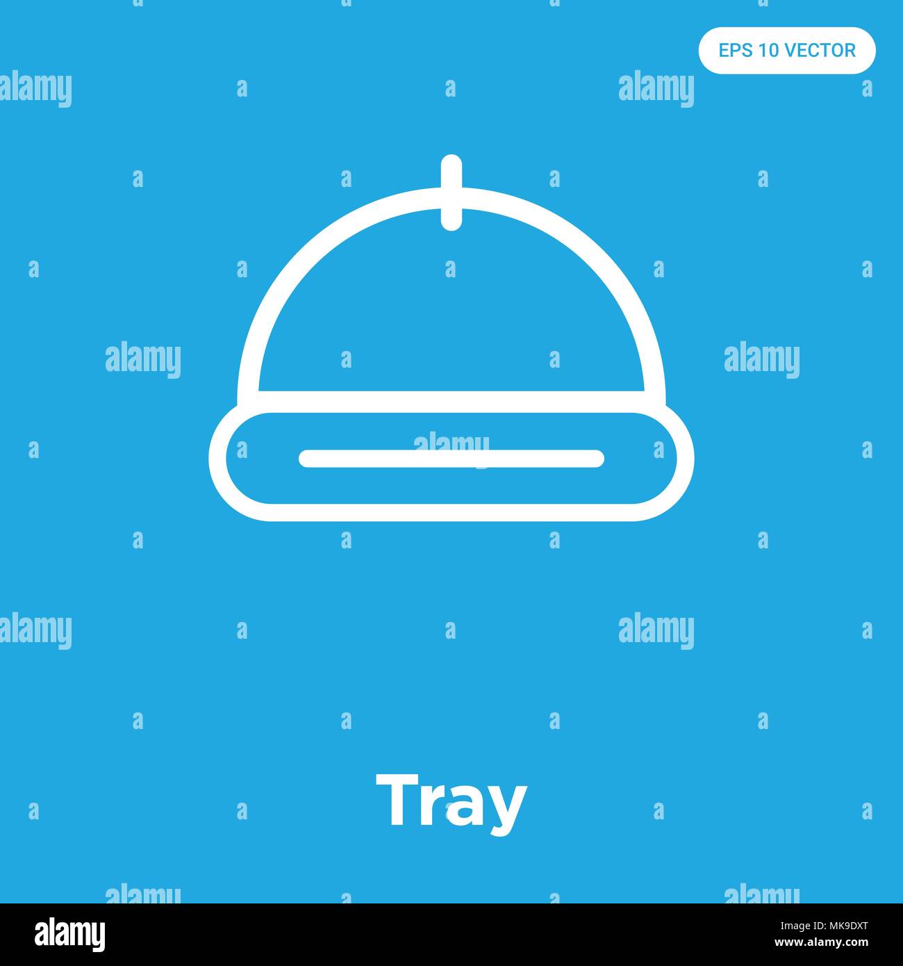 Tray vector icon isolated on blue background, sign and symbol Stock ...