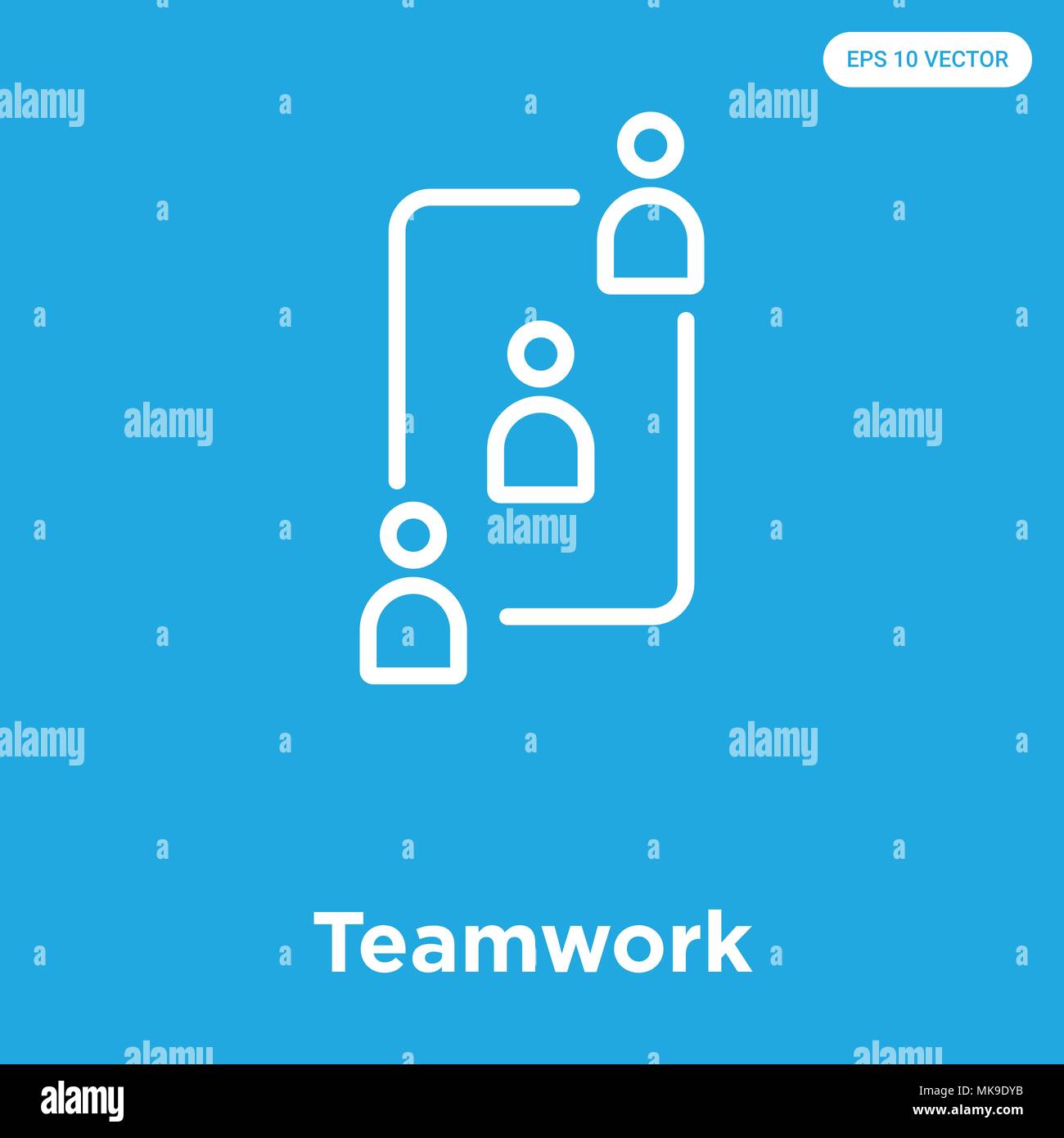 Teamwork vector icon isolated on blue background, sign and symbol Stock ...