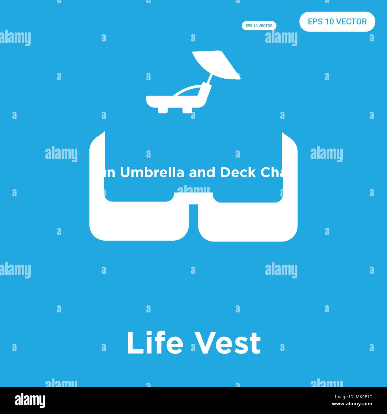 Life Vest vector icon isolated on blue background, sign and symbol ...