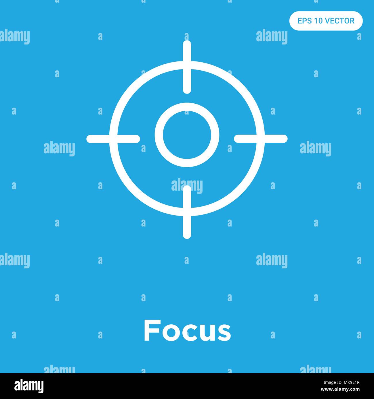 Focus vector icon isolated on blue background, sign and symbol Stock ...
