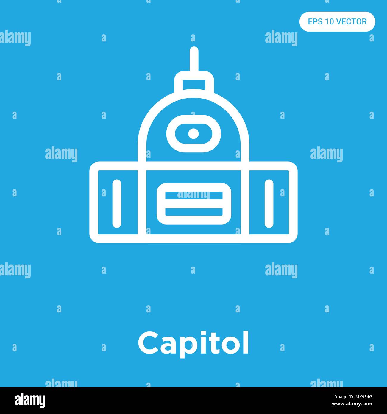 Capitol vector icon isolated on blue background, sign and symbol Stock ...