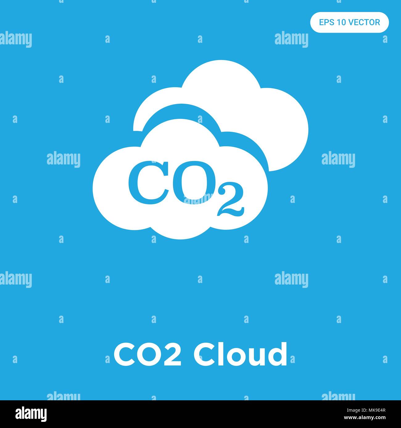 CO2 Cloud vector icon isolated on blue background, sign and symbol ...