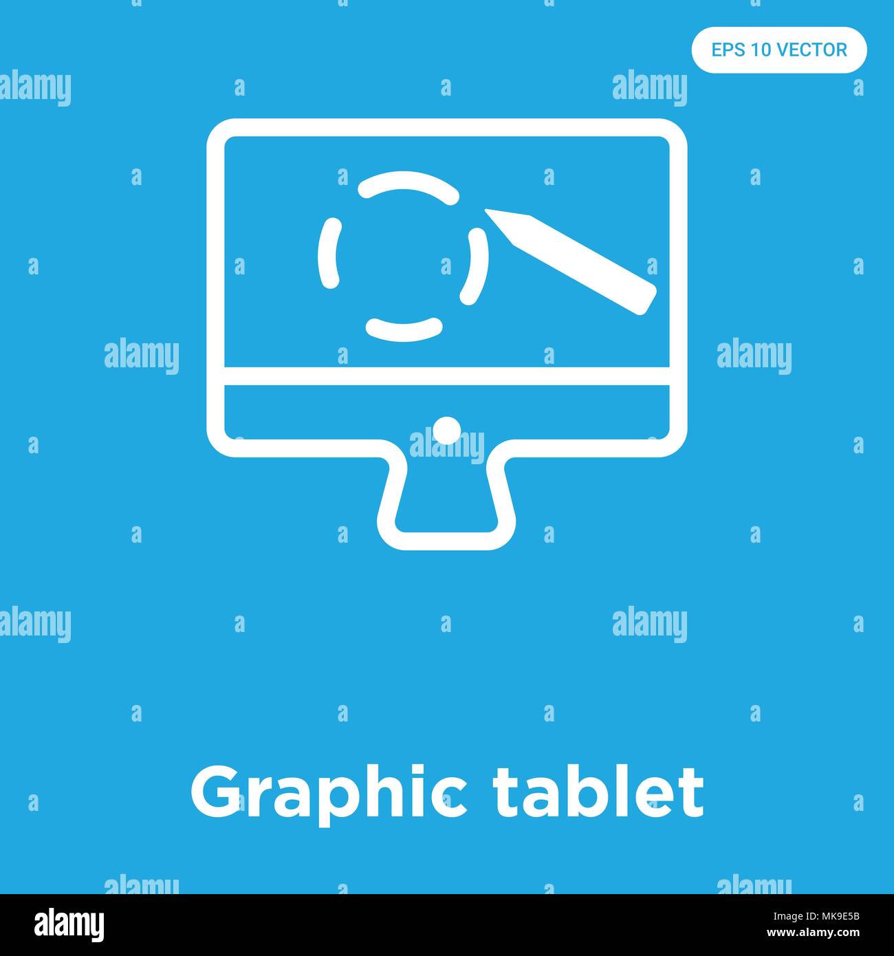 Graphic tablet vector icon isolated on blue background, sign and symbol ...