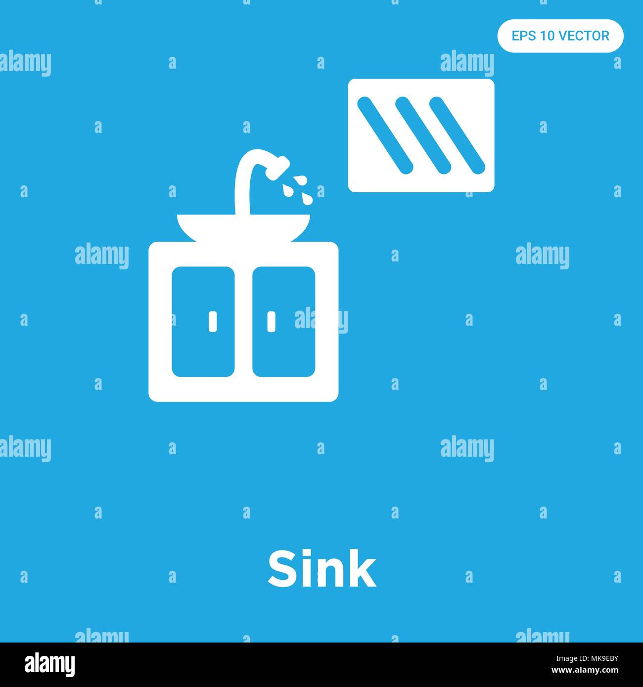 Sink vector icon isolated on blue background, sign and symbol Stock ...