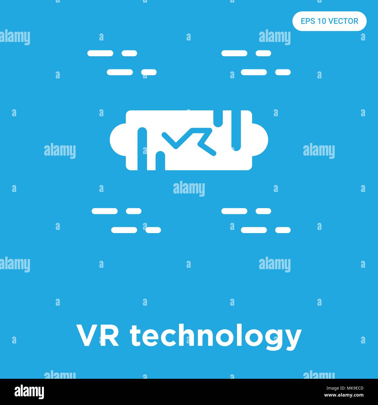 VR technology vector icon isolated on blue background, sign and symbol ...