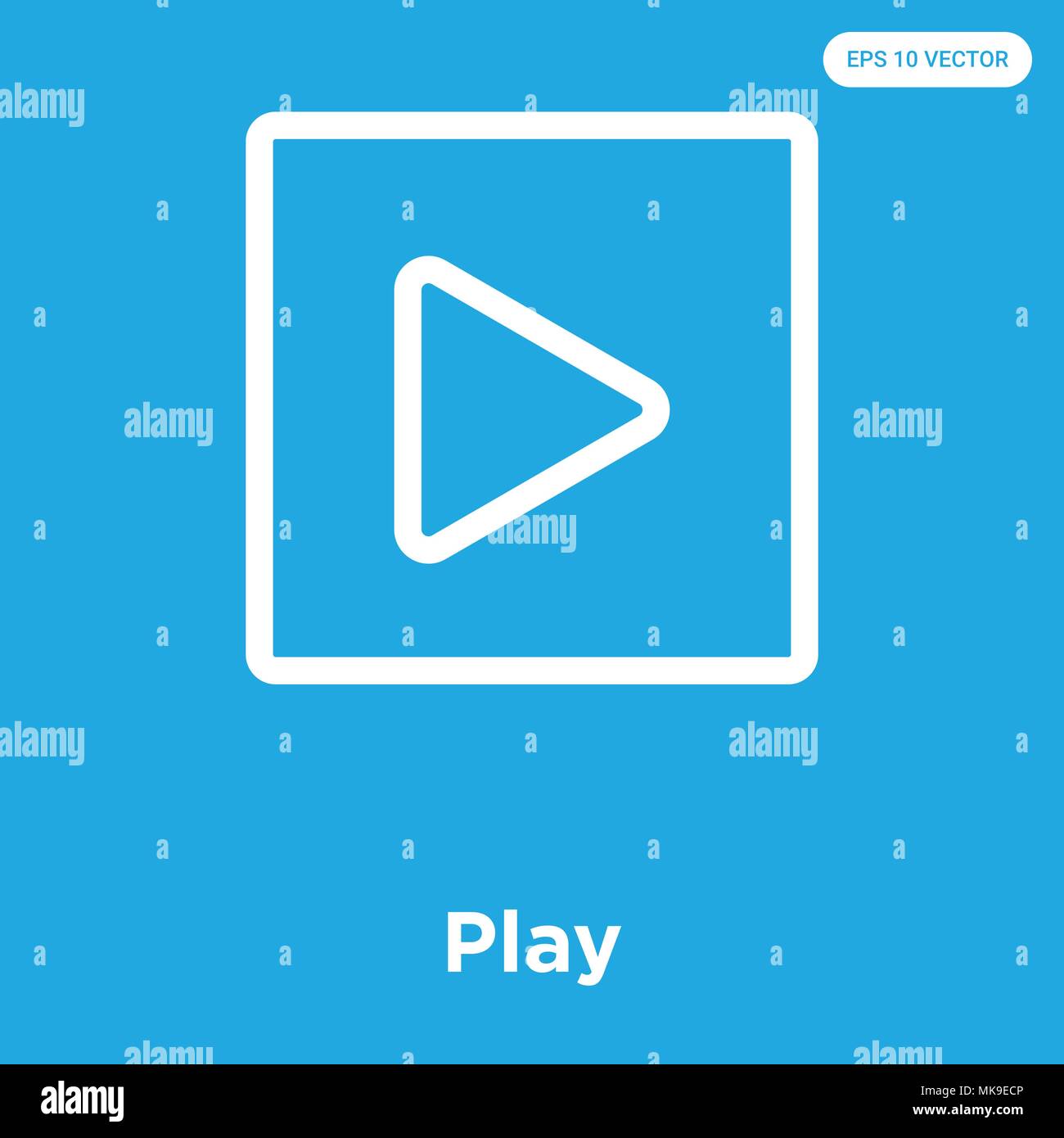 Play vector icon isolated on blue background, sign and symbol Stock ...