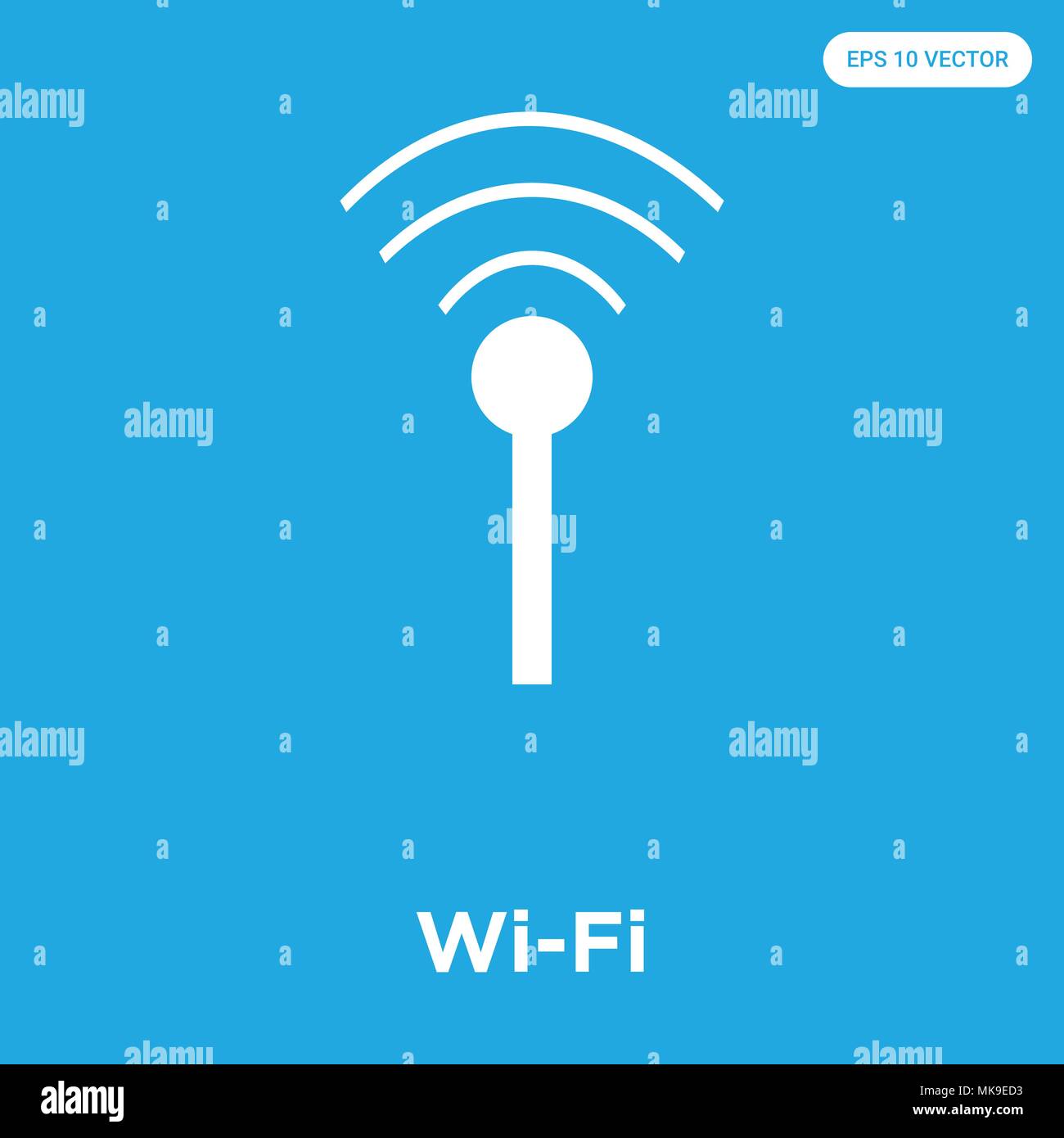 Wi-Fi vector icon isolated on blue background, sign and symbol Stock ...
