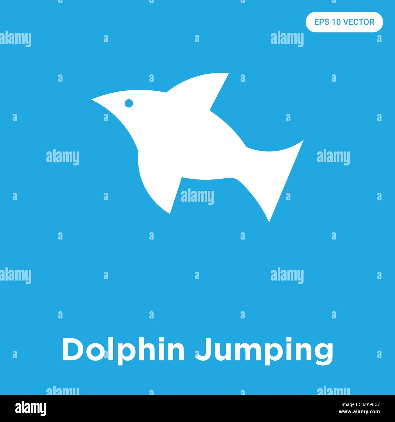 Dolphin Jumping vector icon isolated on blue background, sign and ...