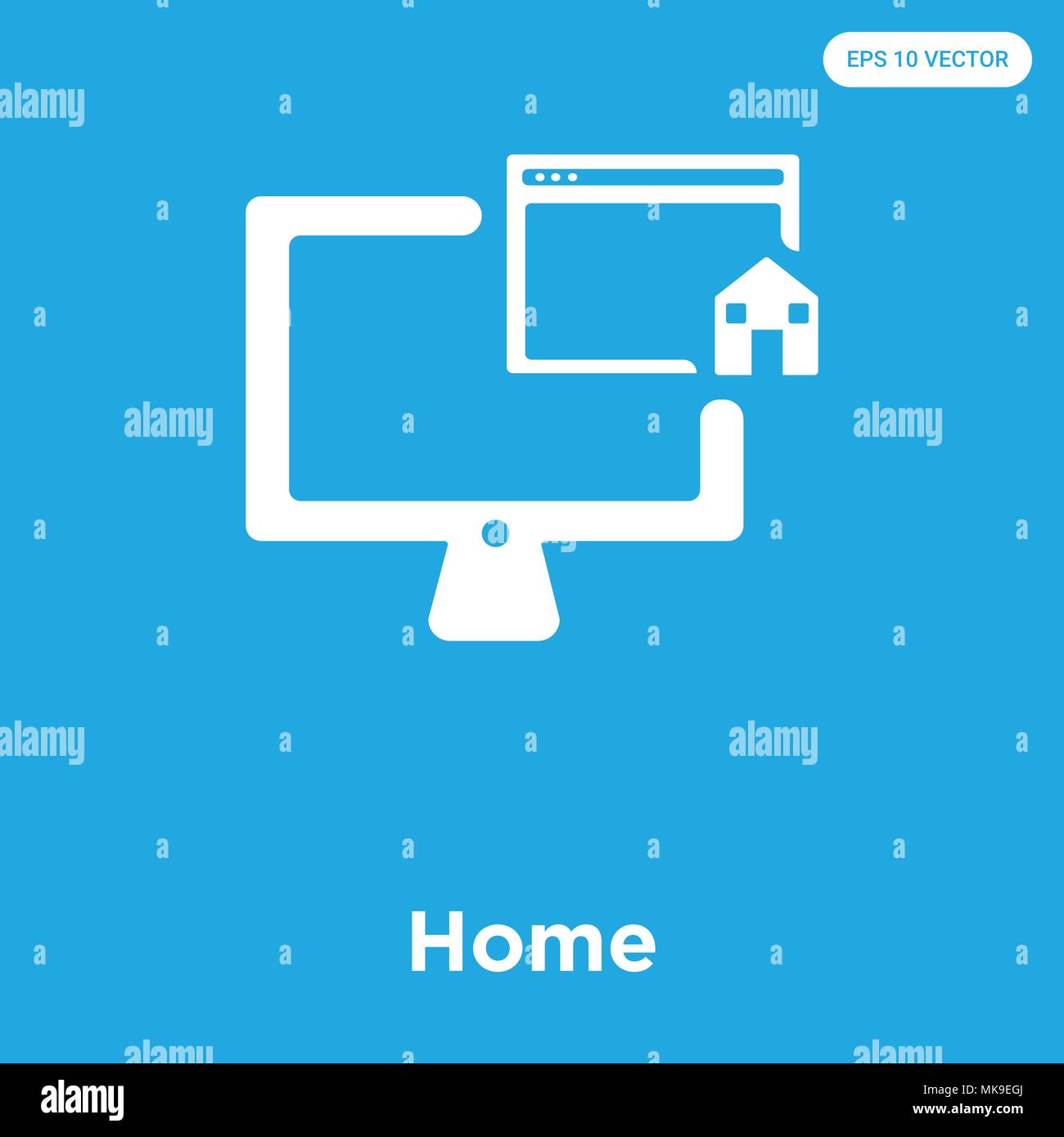 Home vector icon isolated on blue background, sign and symbol Stock ...