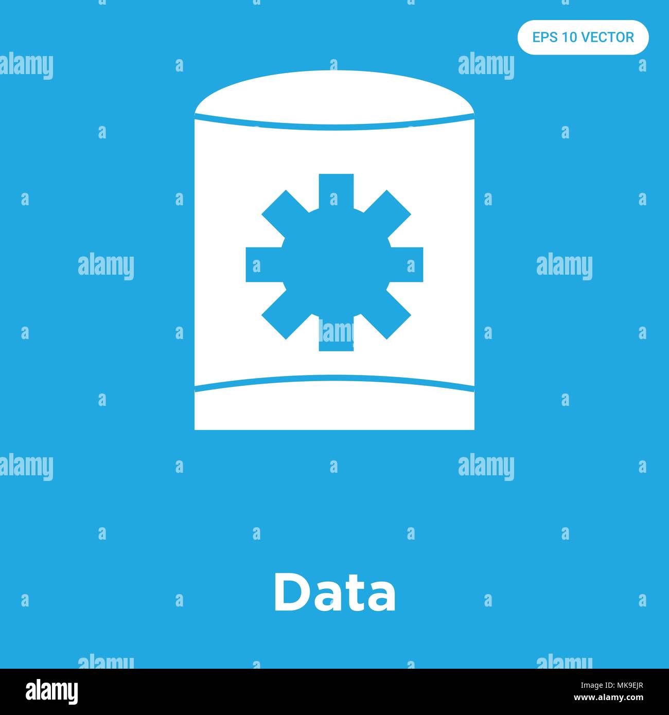 Data vector icon isolated on blue background, sign and symbol Stock ...