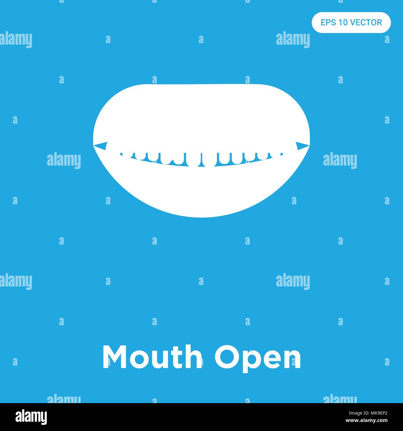 Mouth Open vector icon isolated on blue background, sign and symbol ...