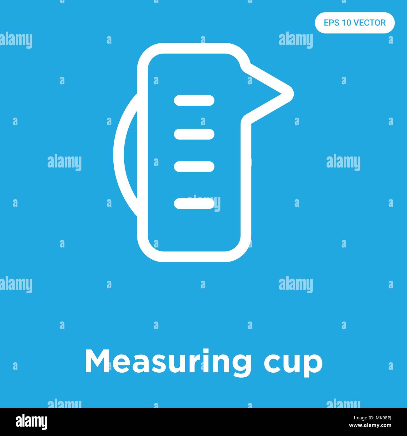 Measuring cup vector icon isolated on blue background, sign and symbol ...