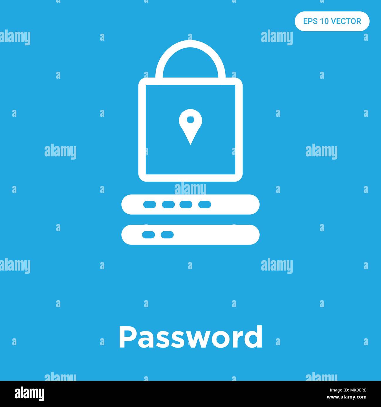 Password vector icon isolated on blue background, sign and symbol Stock ...