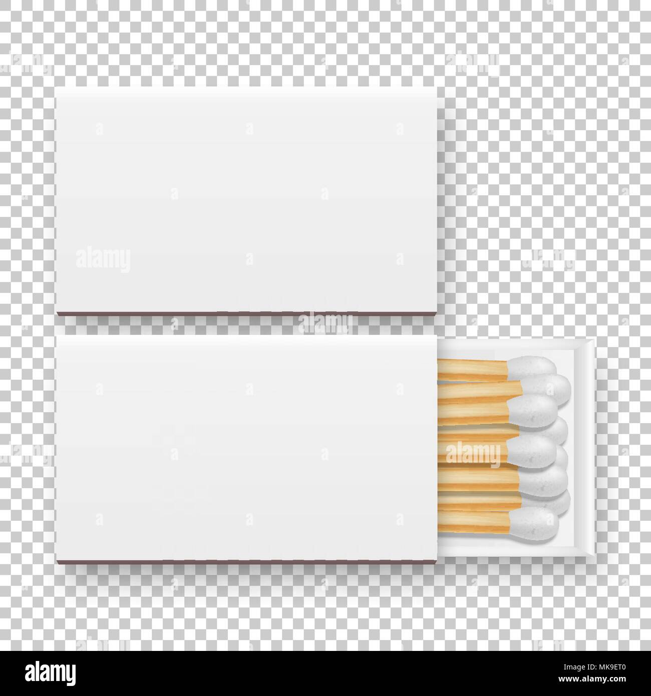 Vector 3d realistic closed and opened blank box of matches icon set ...