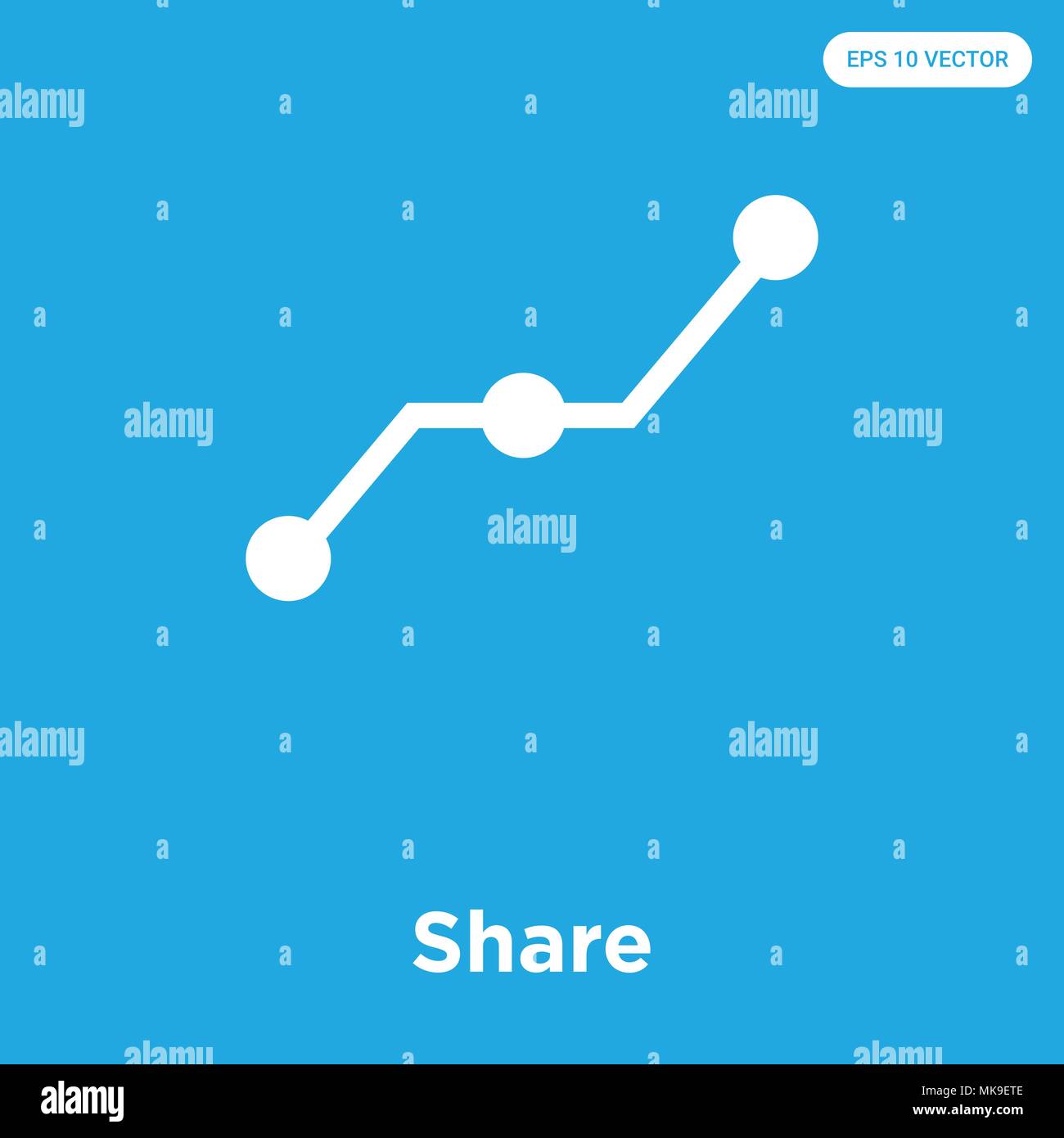 Share vector icon isolated on blue background, sign and symbol Stock ...