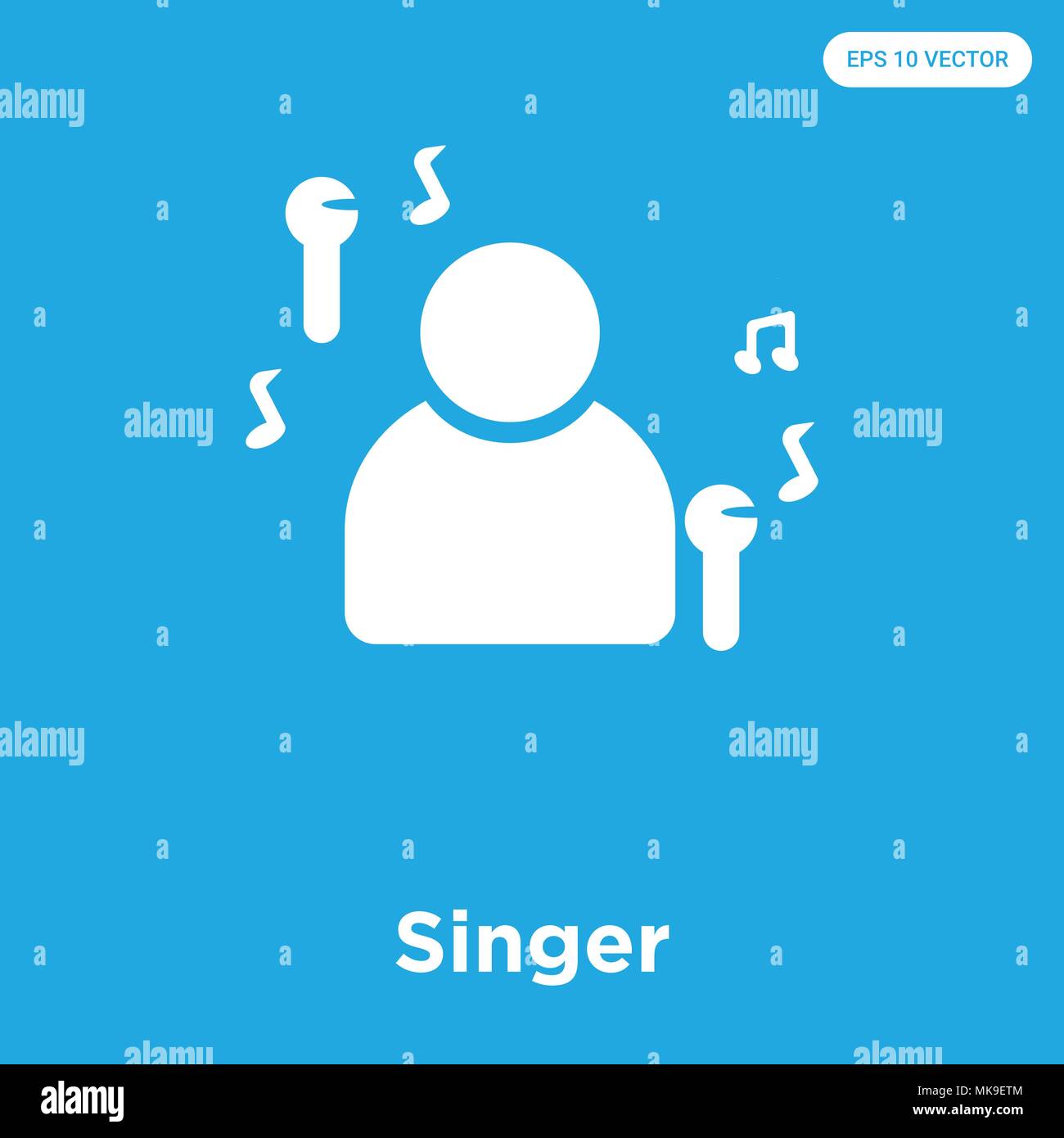 Singer vector icon isolated on blue background, sign and symbol Stock ...