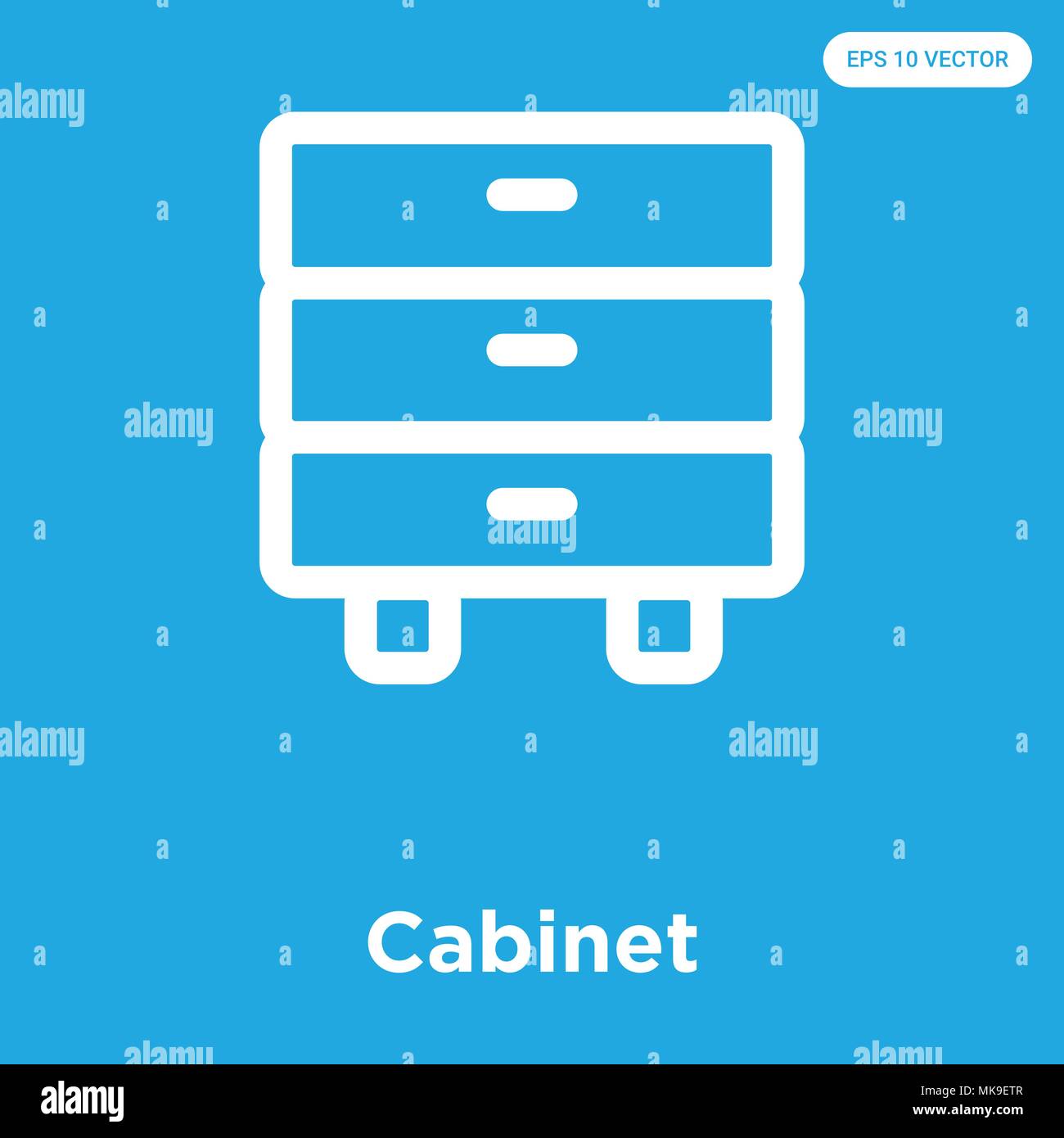 Cabinet vector icon isolated on blue background, sign and symbol Stock ...