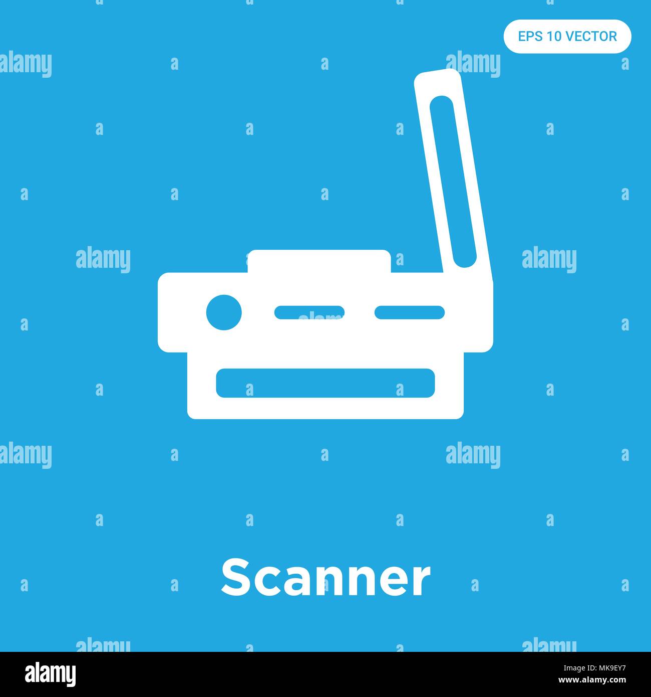 Scanner vector icon isolated on blue background, sign and symbol Stock ...