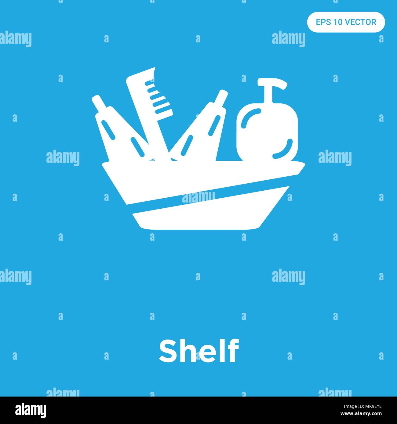 Shelf vector icon isolated on blue background, sign and symbol Stock ...