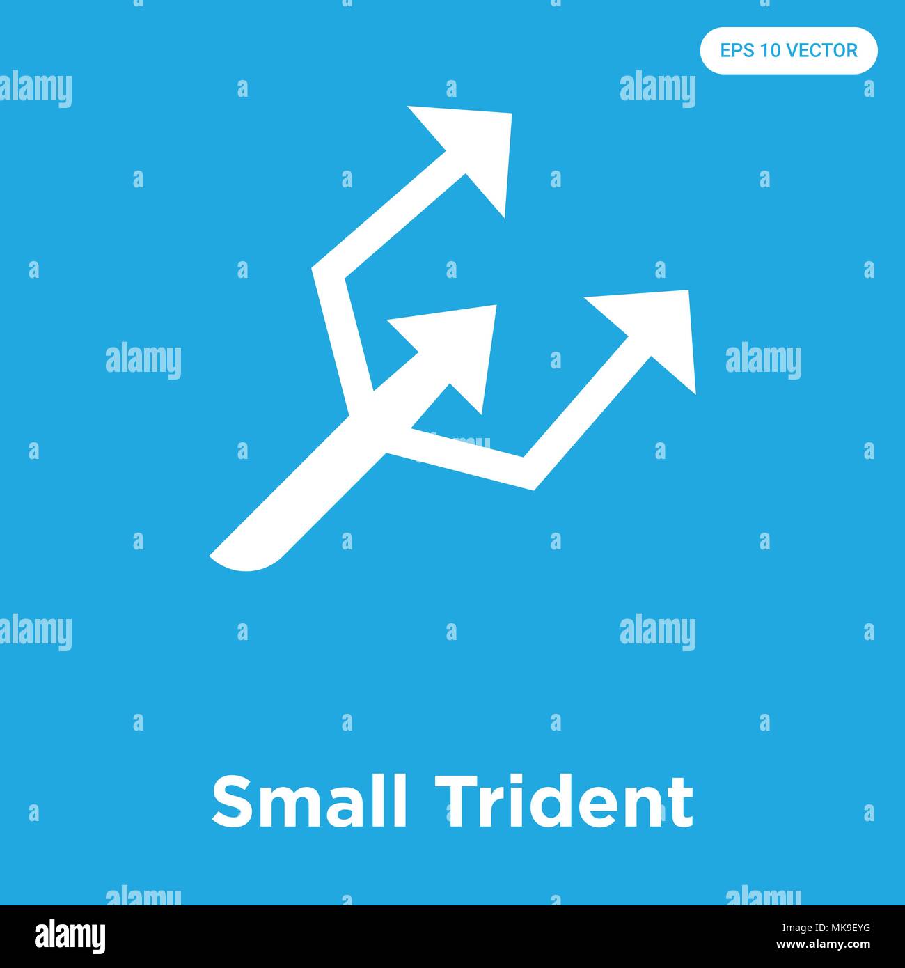 Small Trident vector icon isolated on blue background, sign and symbol ...