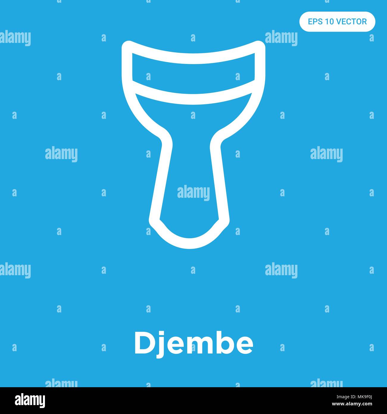 Djembe vector icon isolated on blue background, sign and symbol Stock ...