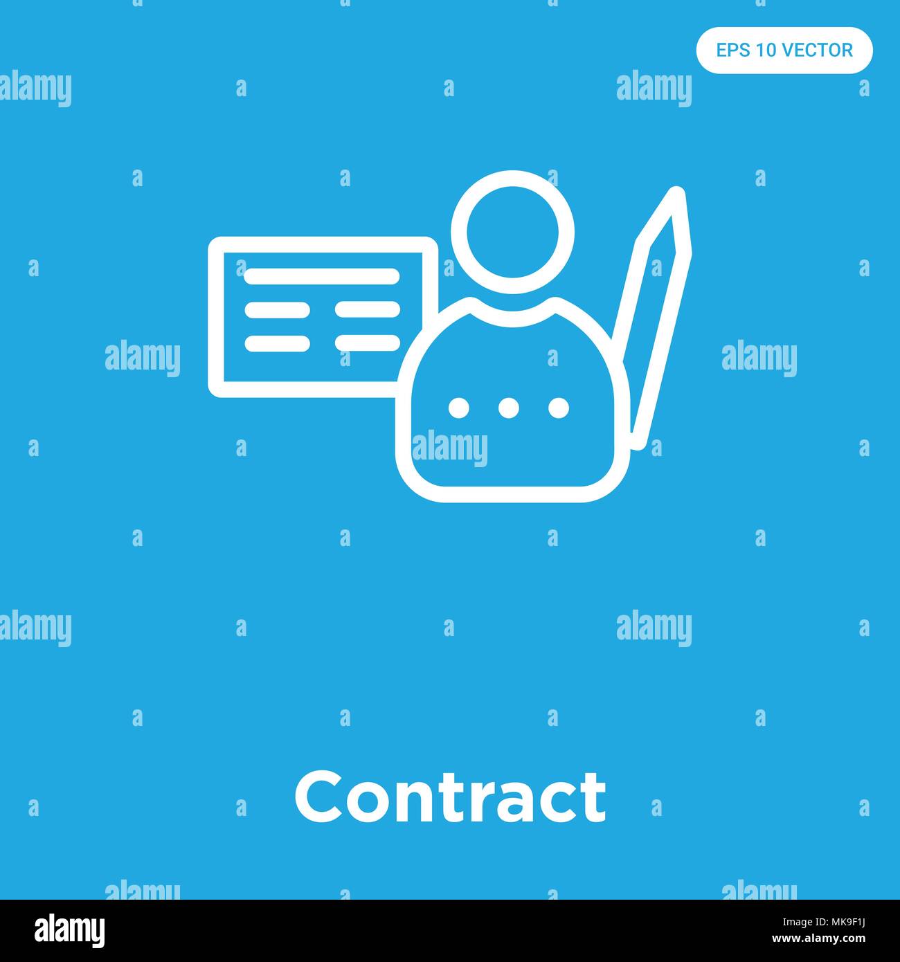 Contract vector icon isolated on blue background, sign and symbol Stock ...