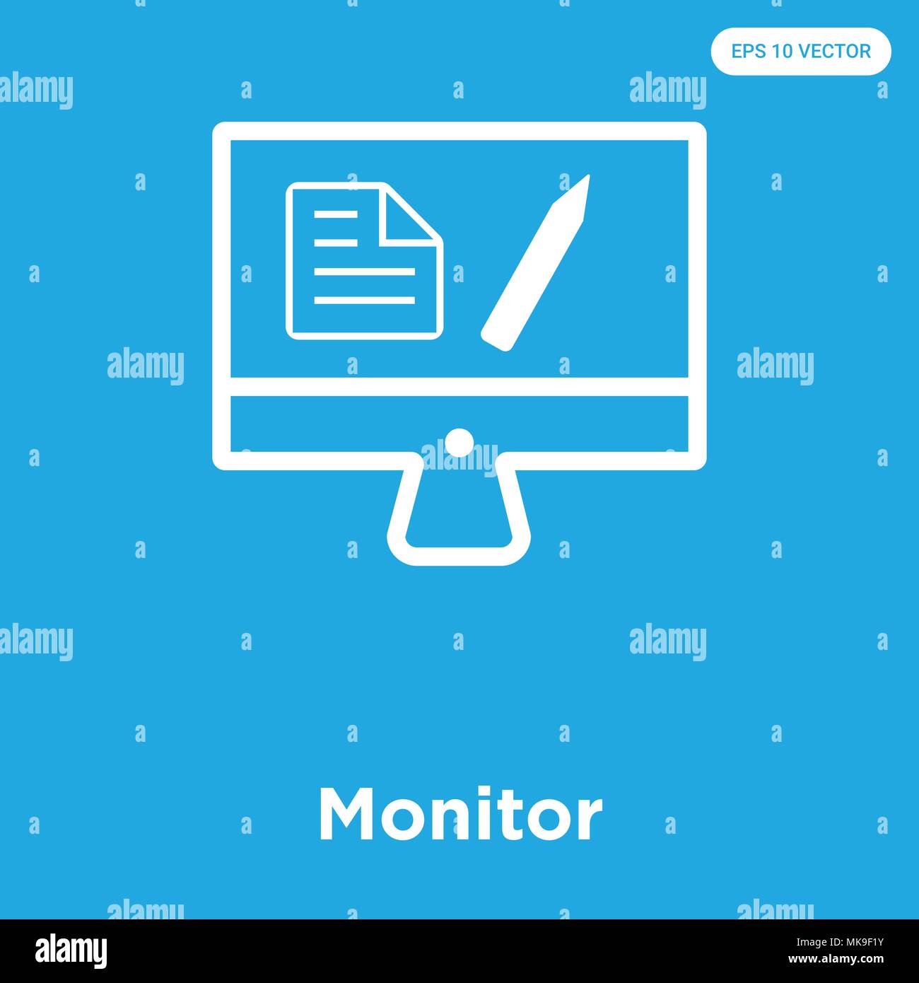 Monitor vector icon isolated on blue background, sign and symbol Stock ...