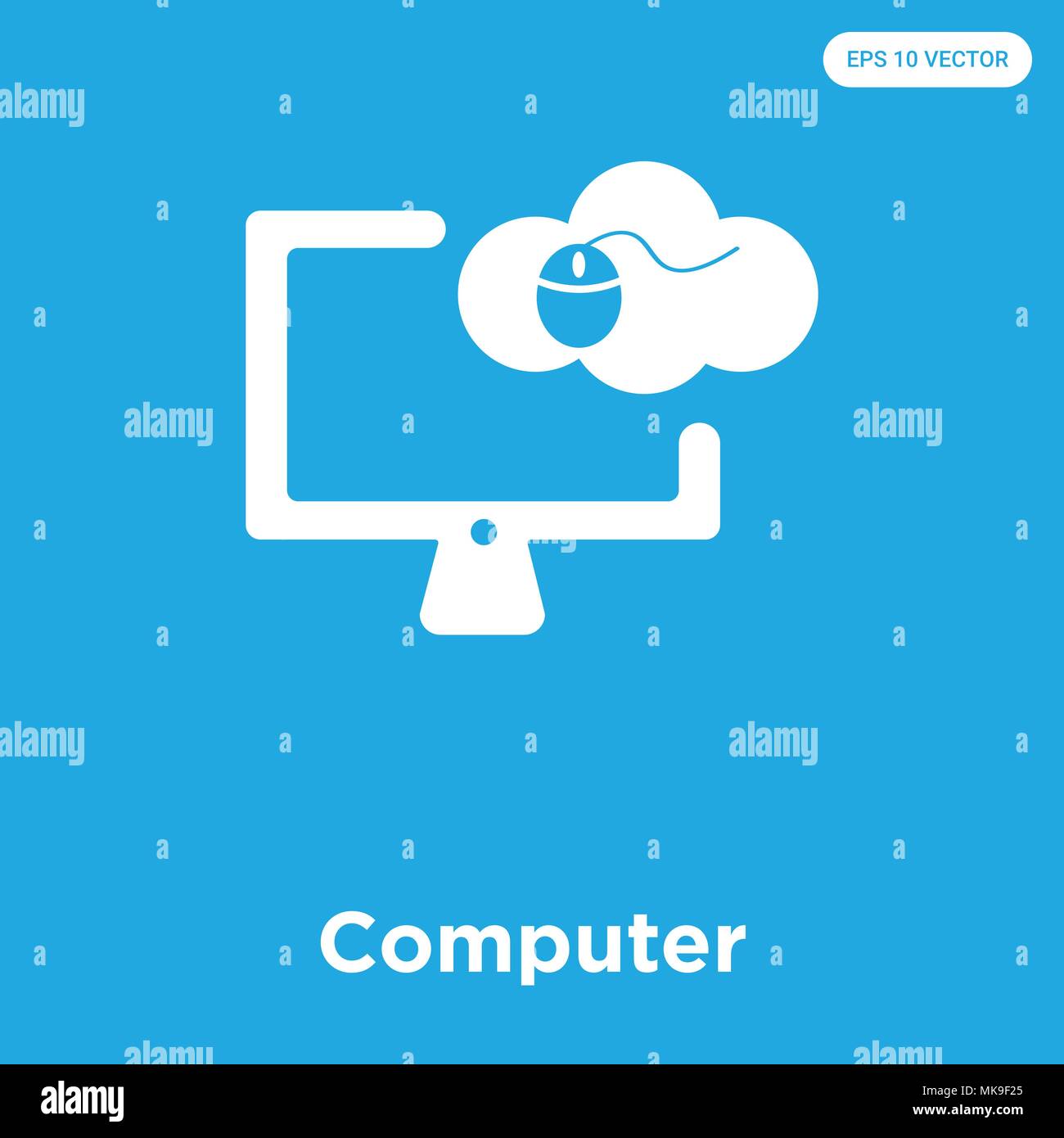 Computer vector icon isolated on blue background, sign and symbol Stock ...