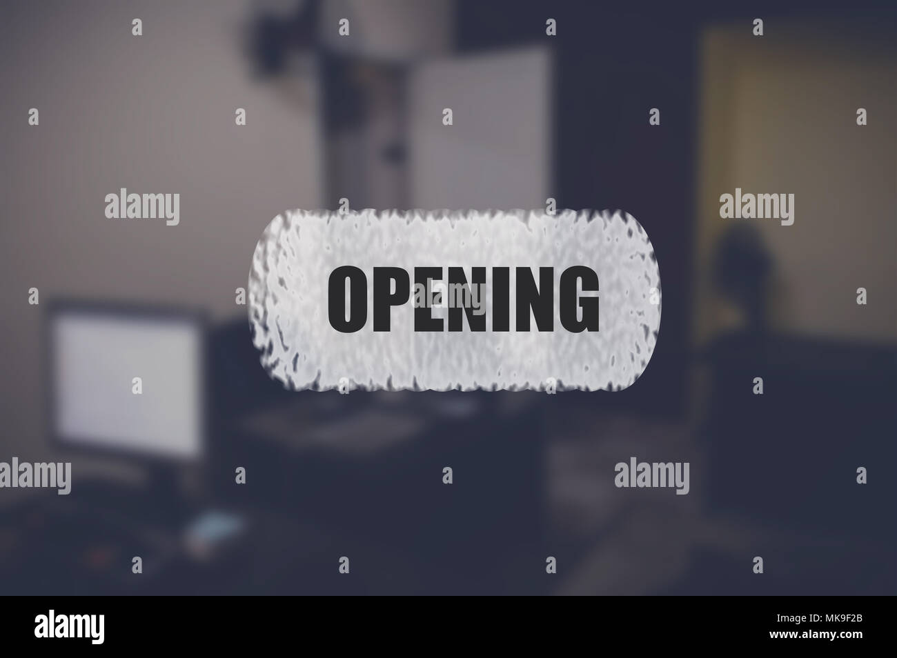 Opening word with blurring business background Stock Photo - Alamy
