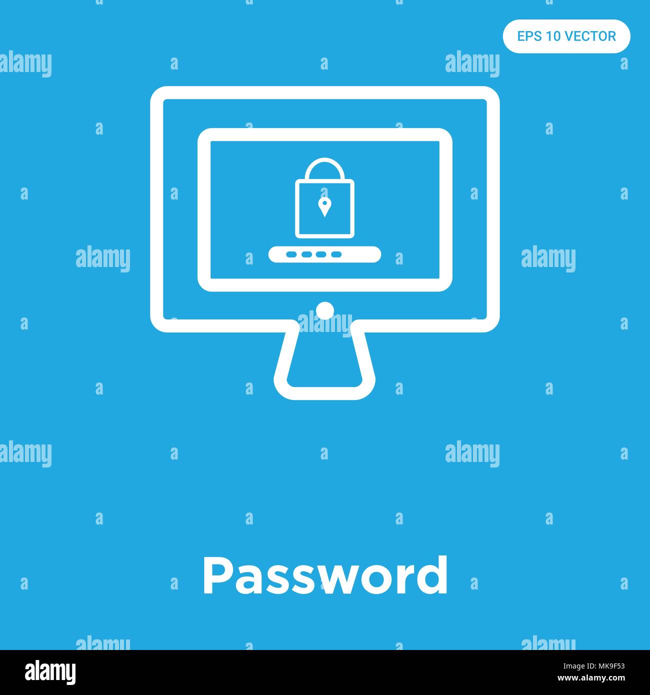 Password vector icon isolated on blue background, sign and symbol Stock ...