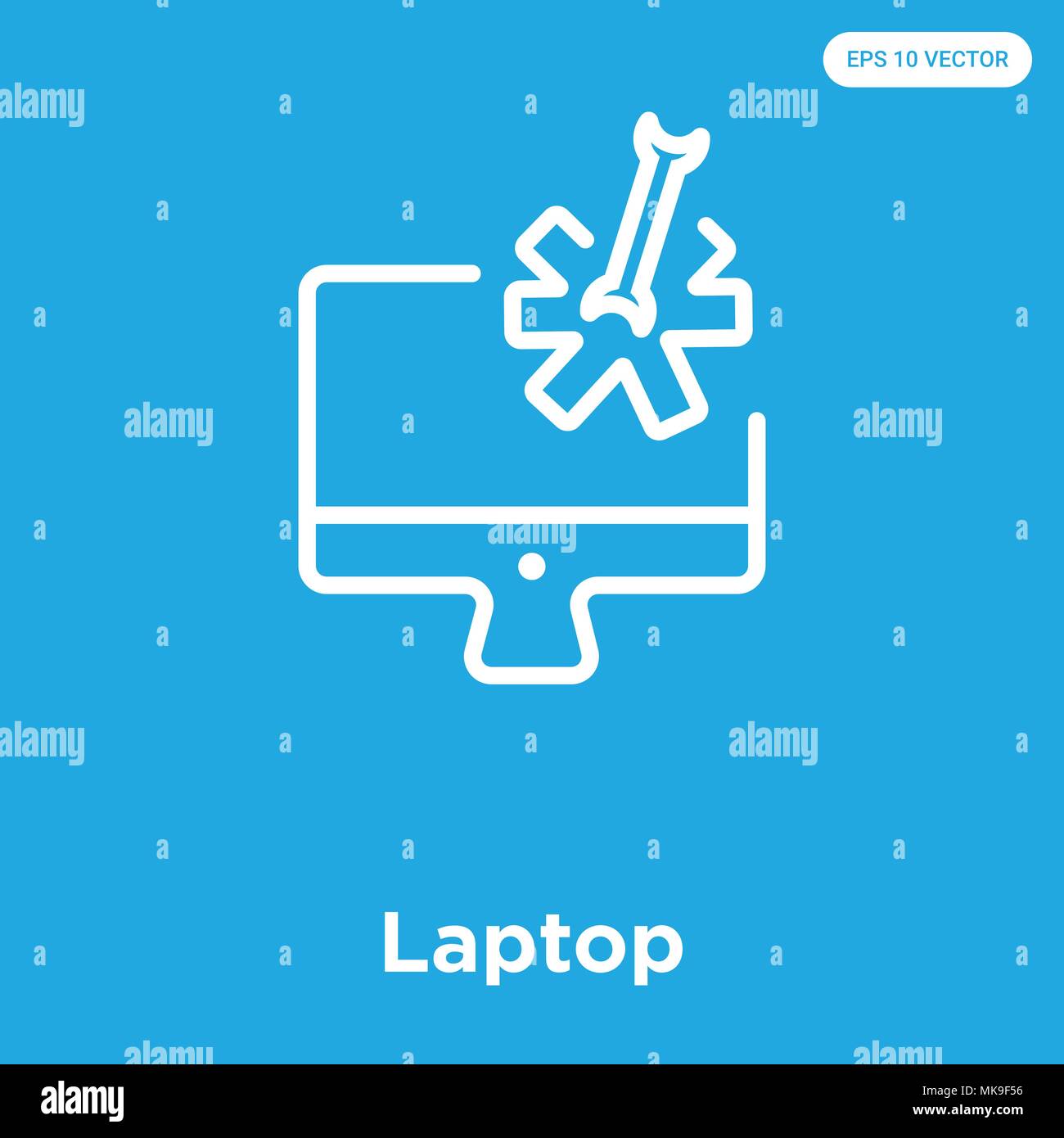 Laptop vector icon isolated on blue background, sign and symbol Stock ...