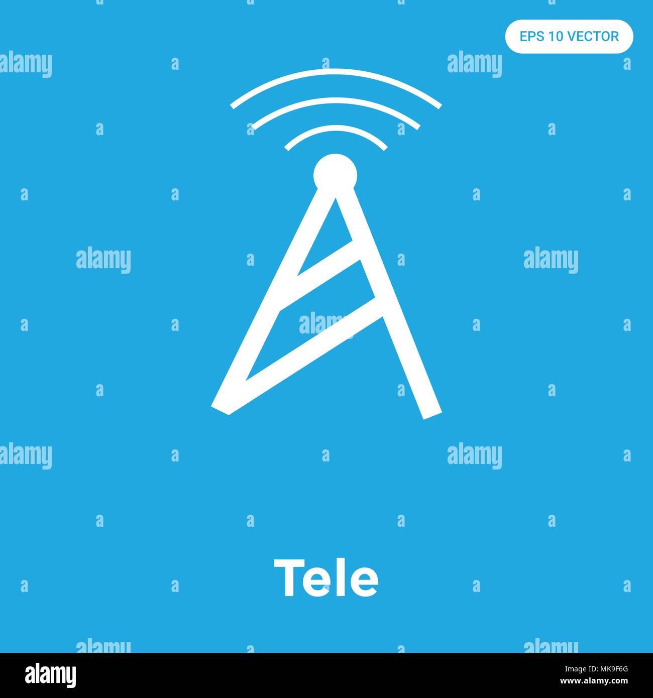 Tele vector icon isolated on blue background, sign and symbol Stock ...