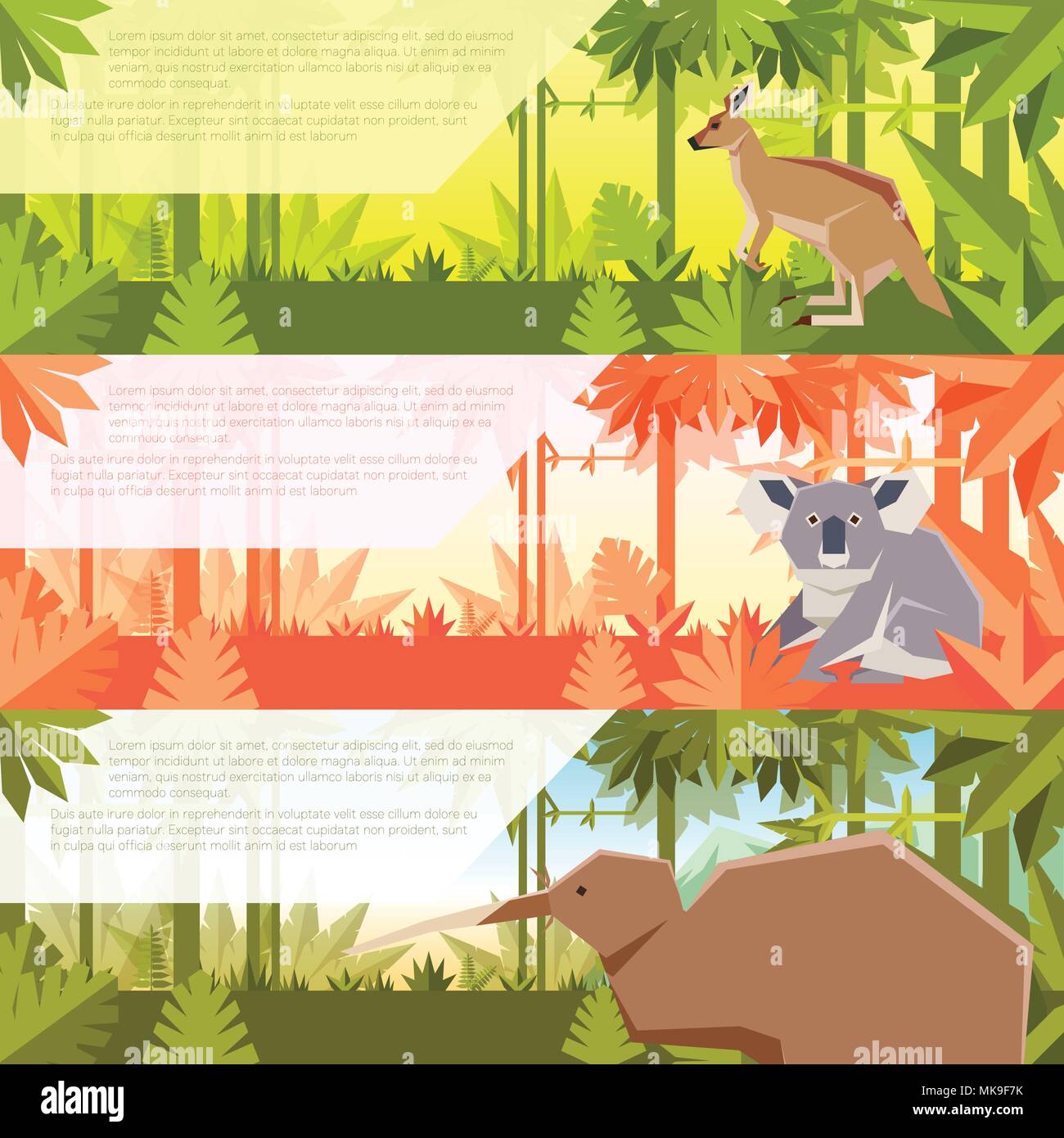 Vector image of the Set of flat banners with australian animals ...