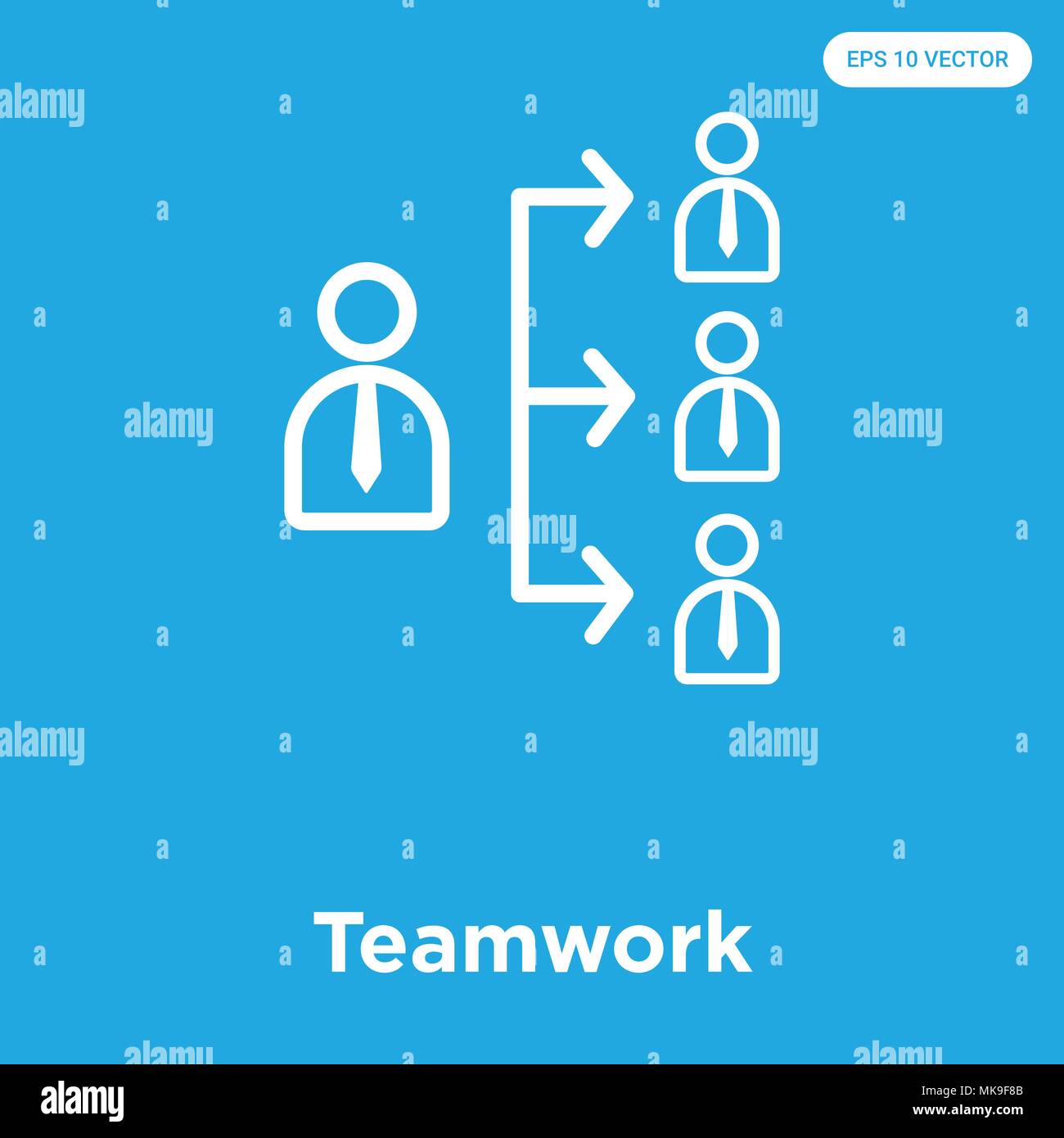 Teamwork vector icon isolated on blue background, sign and symbol Stock ...