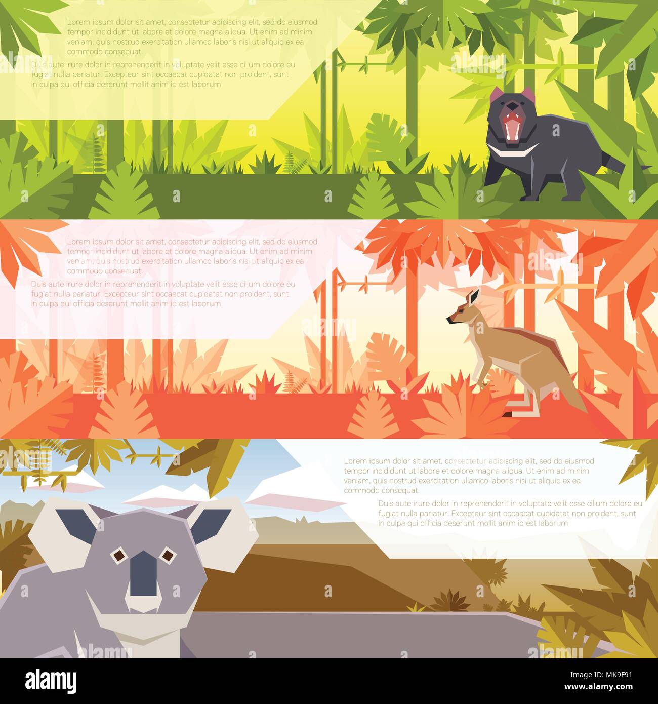 Vector image of the Set of flat banners with australian animals ...