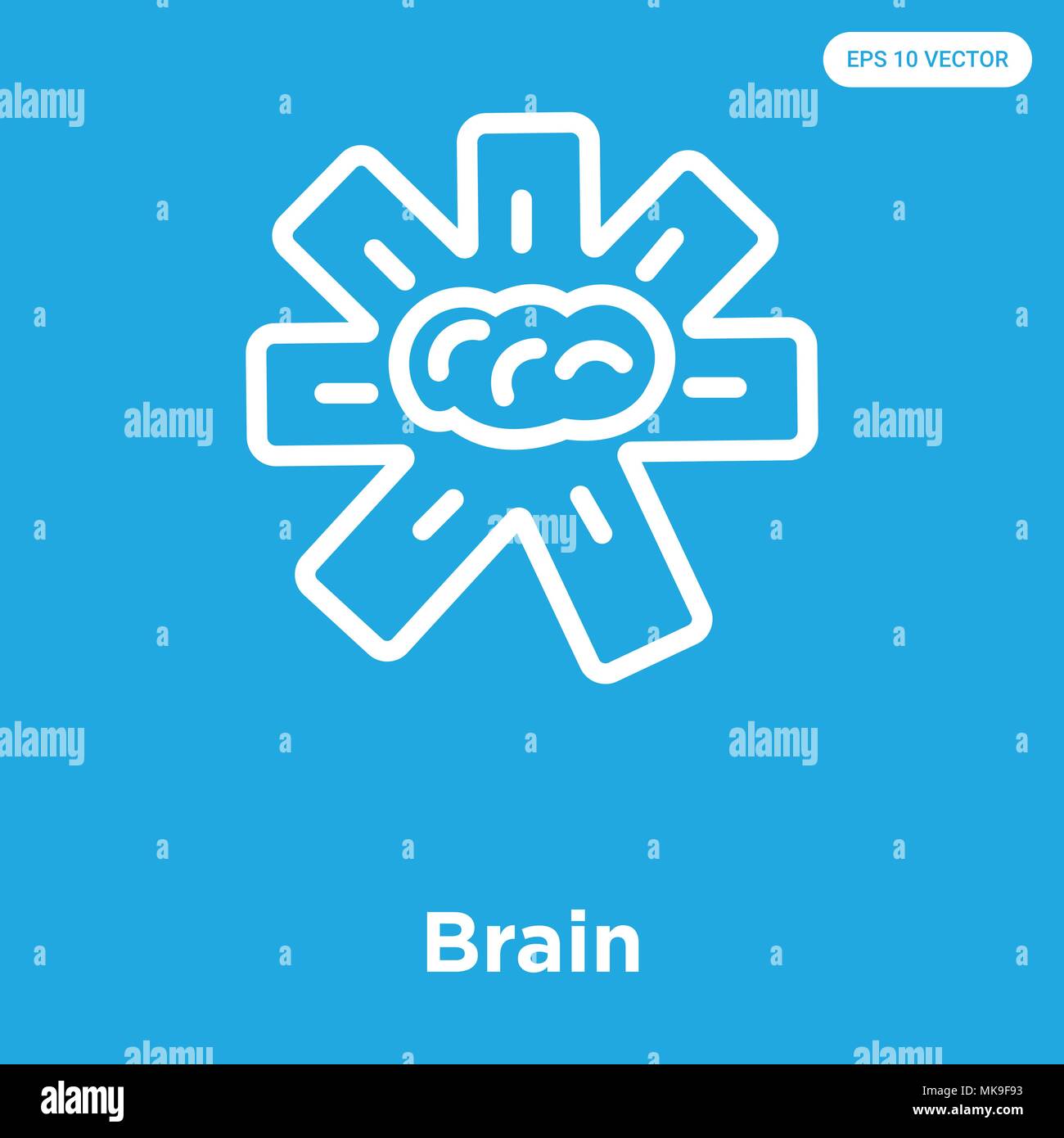 Brain vector icon isolated on blue background, sign and symbol Stock ...