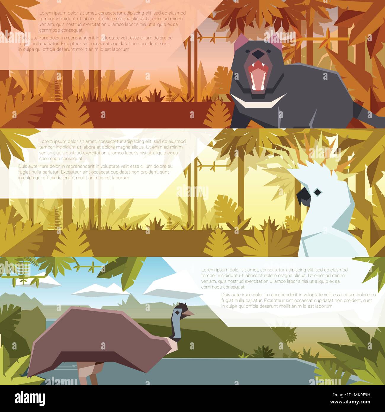 Vector image of the Set of flat banners with australian animals ...